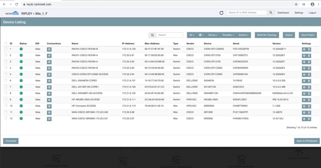 Network inventory with racksnet® Inventory Scanning
